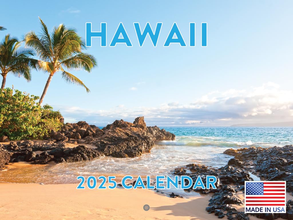 Hawaii Calendar 2025 Hawaiian Tropical Beach Maui Kauai Monthly Wall ...