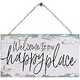Amazon.com: Welcome to our happy place sign decor 6"x12" Wood Hanging ...