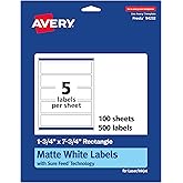 Amazon.com : Avery Matte White Rectangle Labels, Sure Feed Technology ...