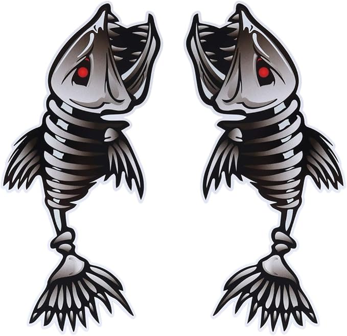 Amazon.com: BESPORTBLE 2 Pcs 10x5 inch Fish Skeleton Decals Sticker ...