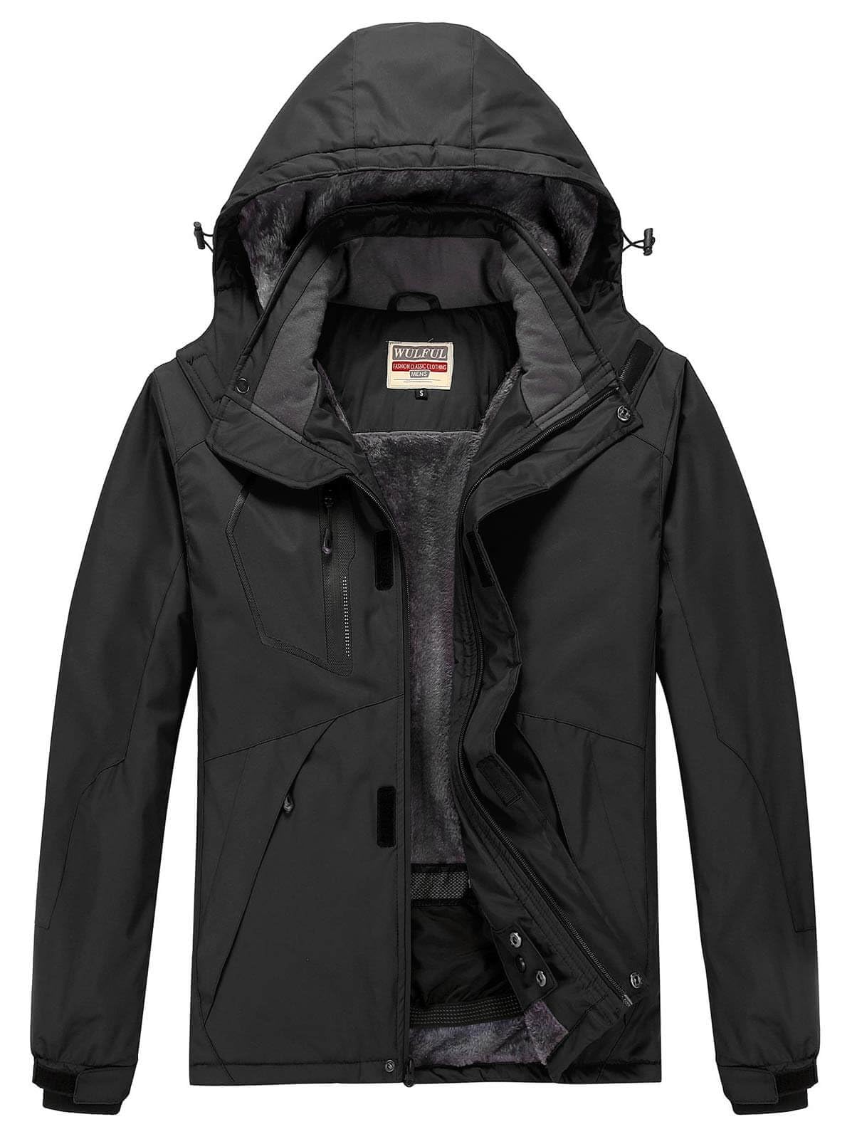 WULFUL Men's Waterproof Ski Jacket Warm Winter Snow Coat Mountain ...