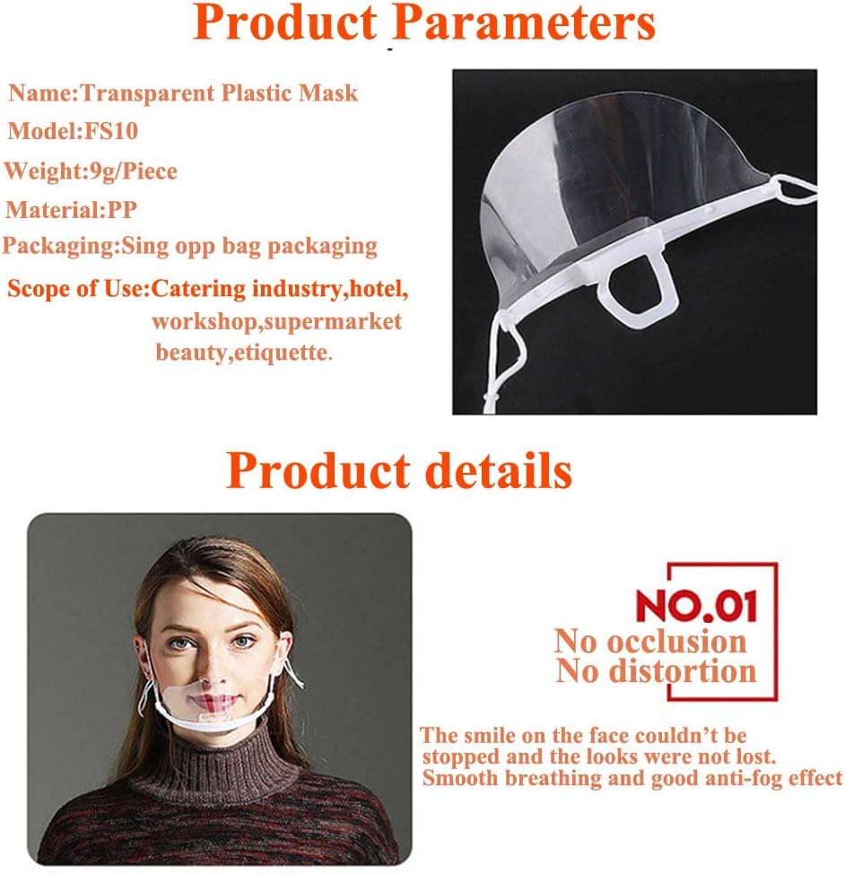 10 PCS Mouth shield Clean Anti-Fog Mouth Screen Universal Transparent ...
