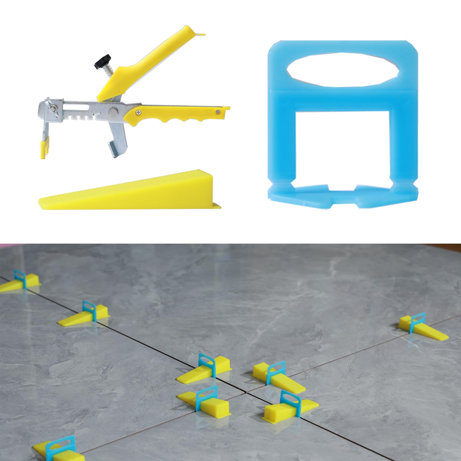 PavePoP Tile Leveling System with 200 Reusable Wedges, 600 Premium Blue ...