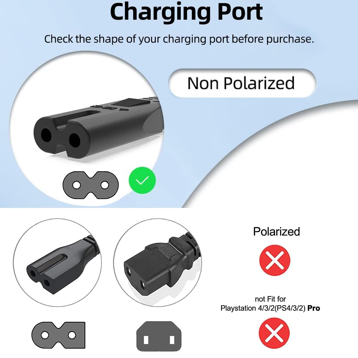 2 Prong LG TV Power Supply Cord 10Ft Long Plug Cable Replacement For LG ...