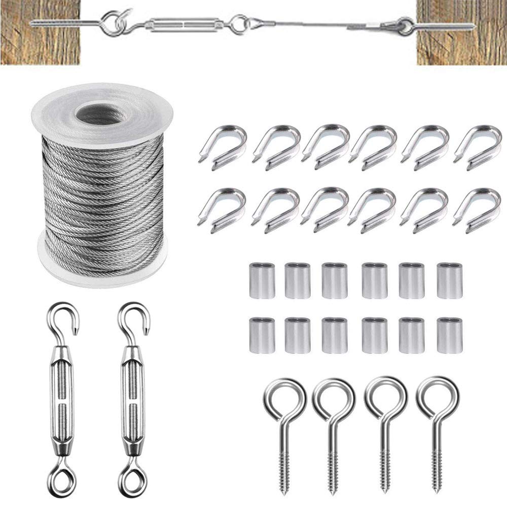 Garden Wire Rope,Picture Wire/Wire Fence Roll Kit,15 Meter Garden Wire,2 Turnbuckle Wire ...