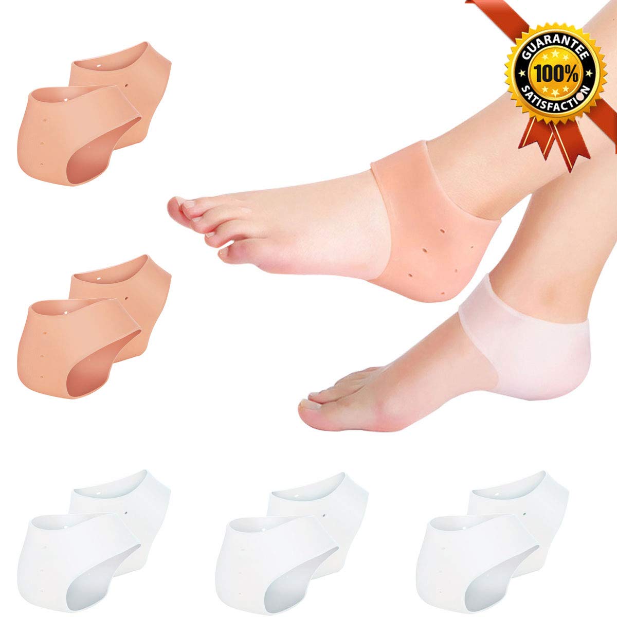5 Pair Plantar Fasciitis Inserts Pads,Gel Heel Cushion,Silicone Heel ...