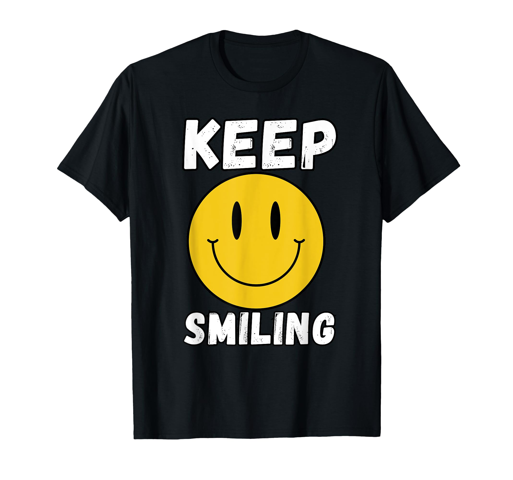 Keep Smiling Retro Cute Happy Yellow Smile Face Men Women T-Shirt for ...