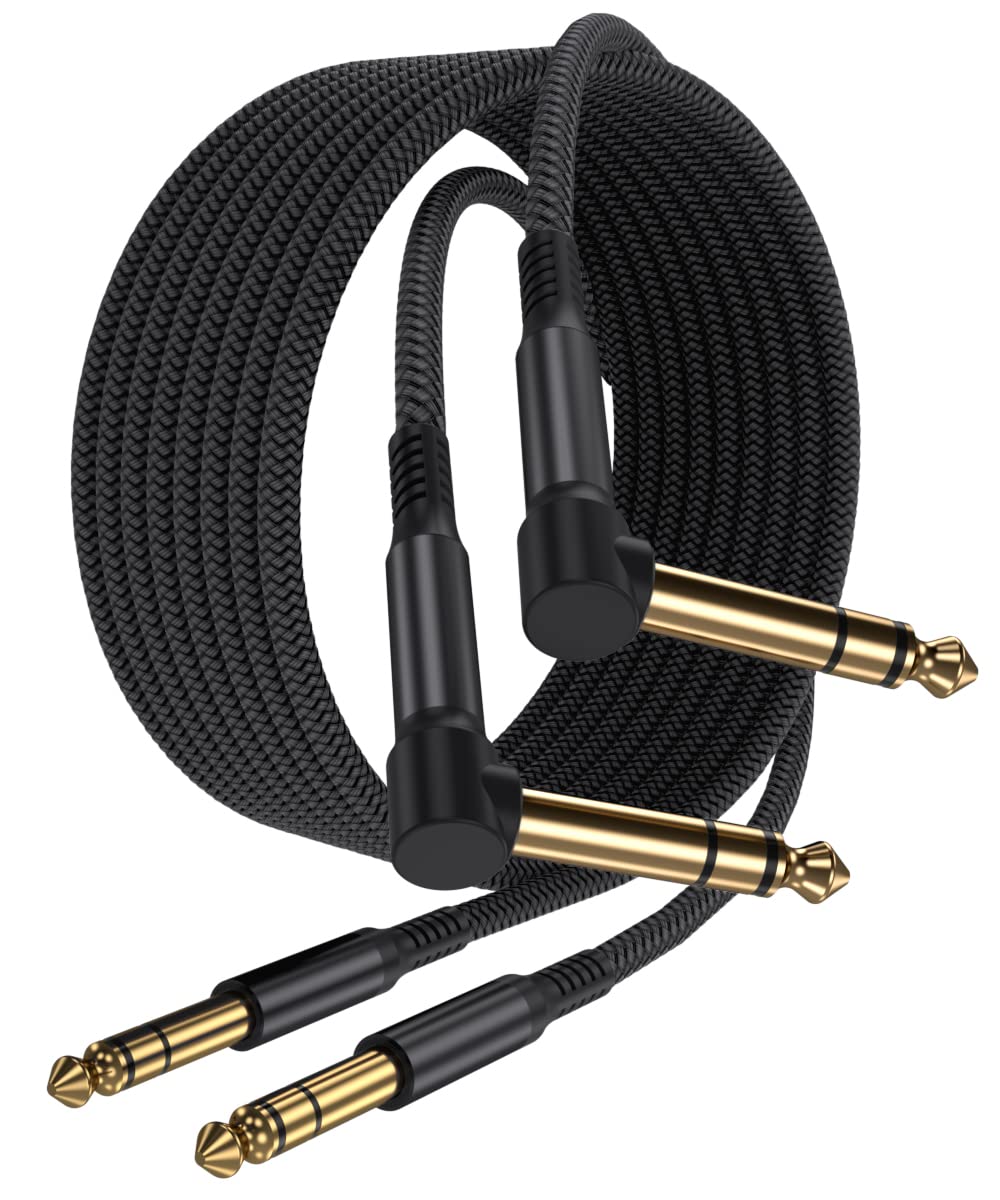 Elebase 1/4 Inch TRS Instrument Cable 20ft 2-Pack,Right-Angled to ...