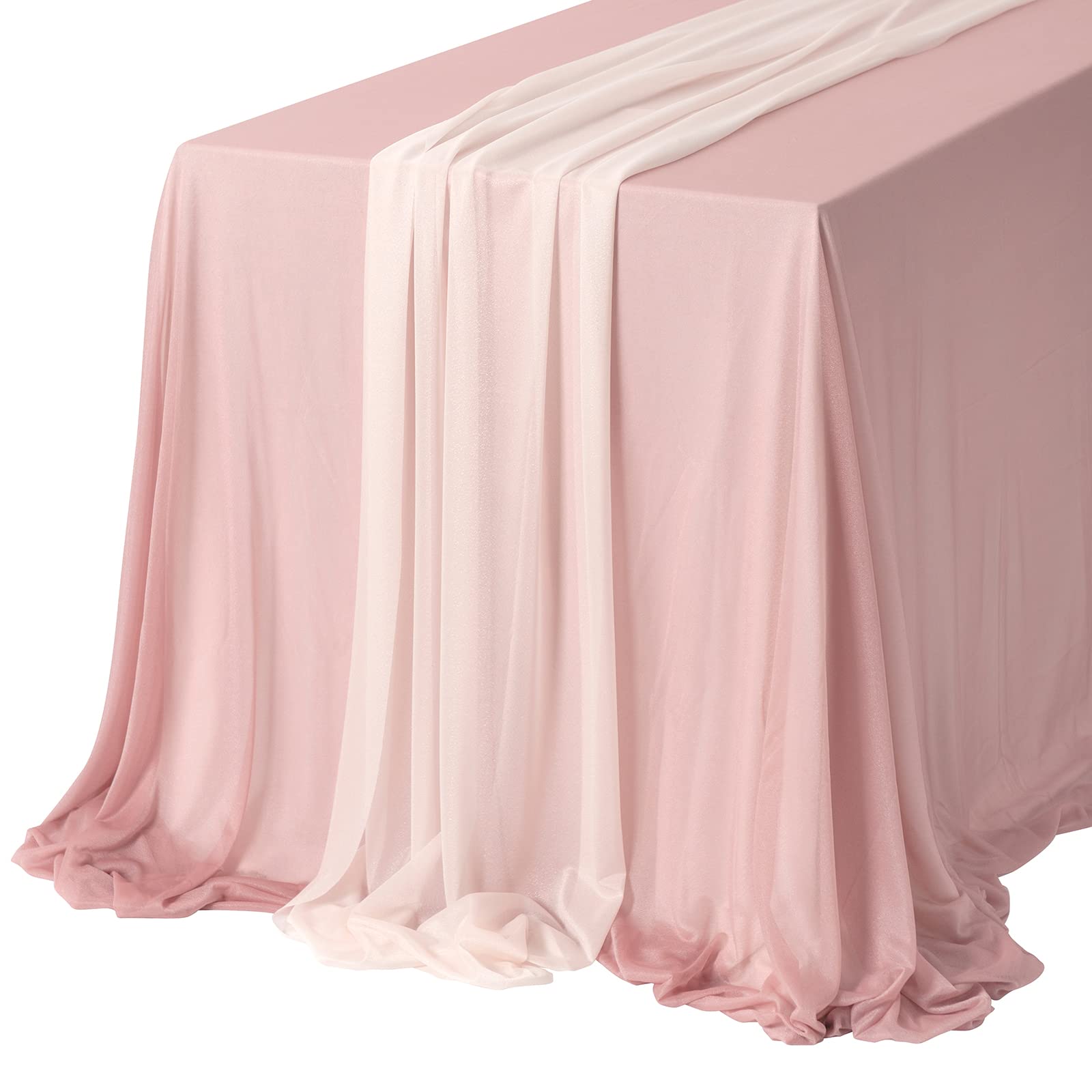 Ling's Moment Sheer Chiffon Like Dusty Rose Table Cloth & Blush Table ...