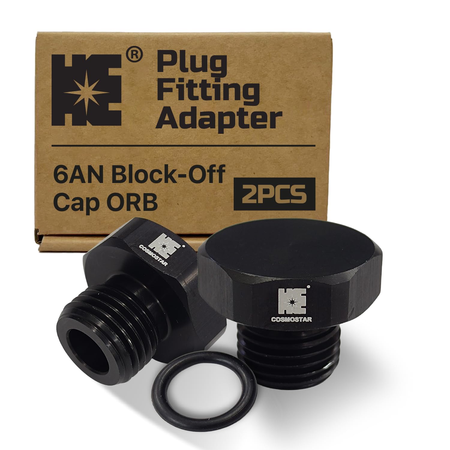 Cosmostar 6AN Block-Off Cap ORB Plug Fitting Adapter – Aluminum Alloy ...