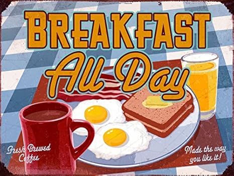 Amazon.com: ALL DAY BREAKFAST RETRO VINTAGE STYLE METAL TIN WALL PLAQUE ...