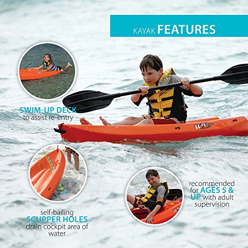 Lifetime 90479 Youth 6 Feet Wave Kayak with Paddle, Orange - Deportivos.com