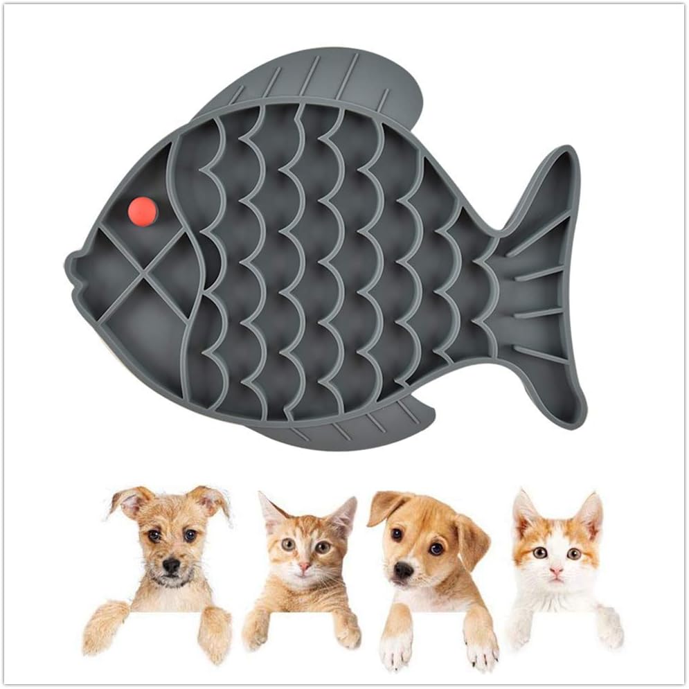 Cat Feeders Slow Feeder Cat Bowl, Fish Shape Silicone Puzzle Feeder ...