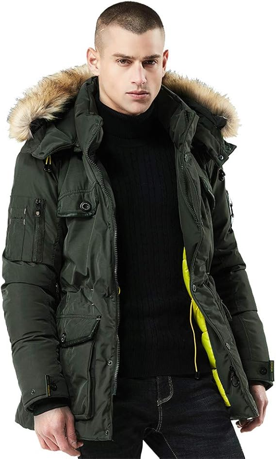 LFANH - Giacca invernale da uomo, in cotone, con cappuccio ...