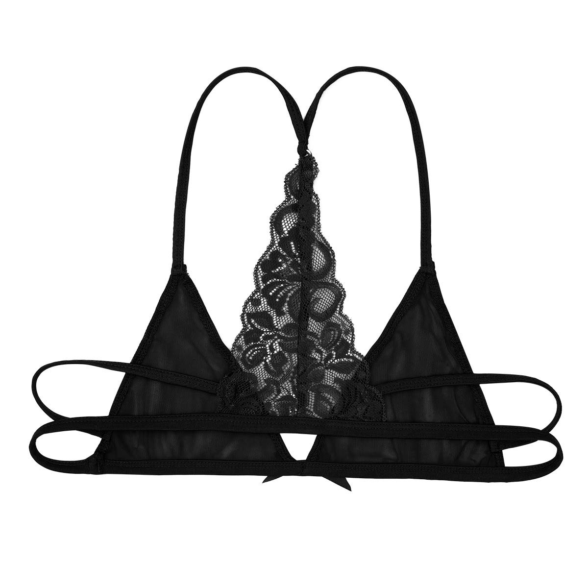 IEFiEL Men's Sissy Lingerie Mesh Sheer Bra Bralette Lace Y-Shape Back ...