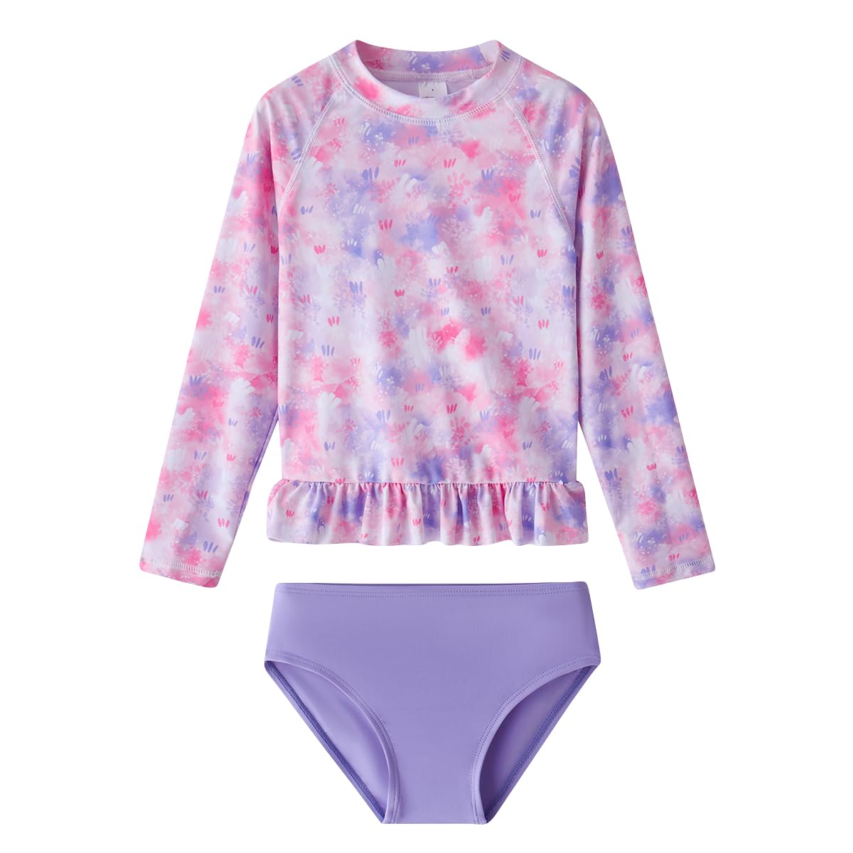 LIBREDGE Little Girls Rash Guard Sets Swimwear 2-Pieces Long Sleeve ...