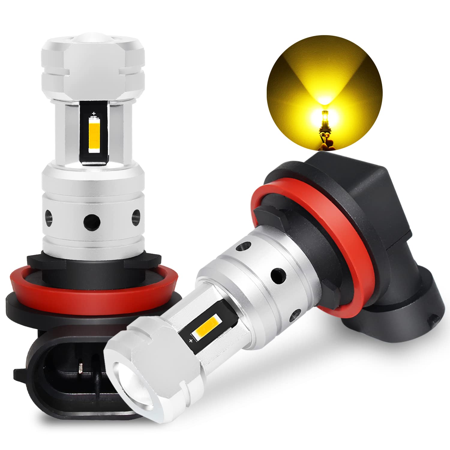 PHINLION H8 H11 LED Yellow Fog Light Bulbs, 3800 Lumens Super Bright ...