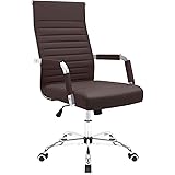 Amazon.com: Furmax Ribbed Office Chair High Back PU Leather Executive ...