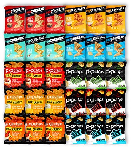 Popcorners and Popchips Variety Snack Pack - 30 Count Box Bulk with ...