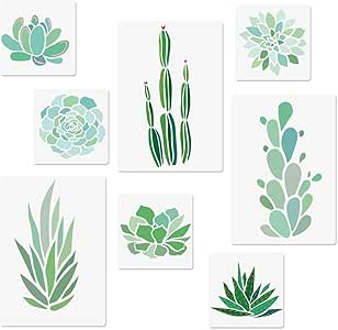 Amazon.com: Succulent Plants Stencils, 8 Packs Succulent Cactus Plants ...