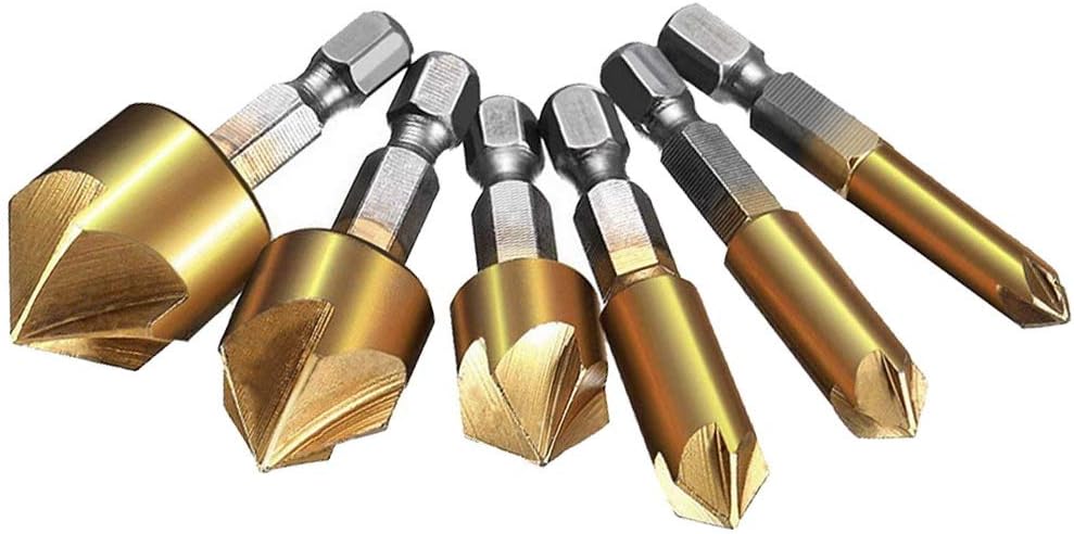 kuou Countersink Drill Bits Set, 5 Flute 90 Degree Chamfer Tool ...