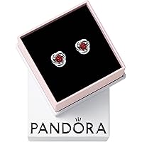 Amazon.com: PANDORA July True Red Eternity Circle Stud Earrings ...