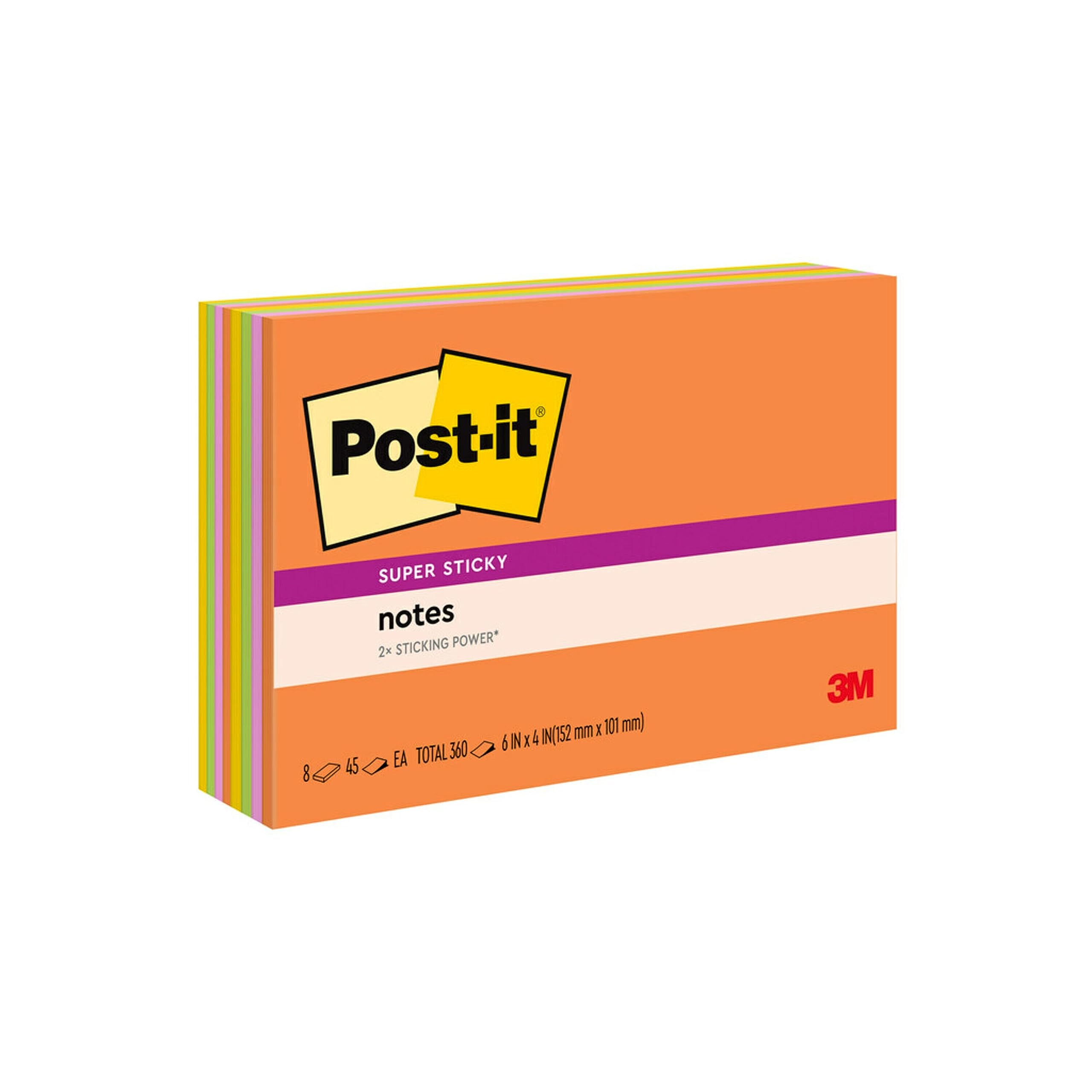 Mua Post-it Super Sticky Notes, 6x4 in, 8 Pads, 2x the Sticking Power ...