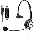 Amazon.com: Corded USB Headsets Mono with Noise Cancelling Mic and in ...