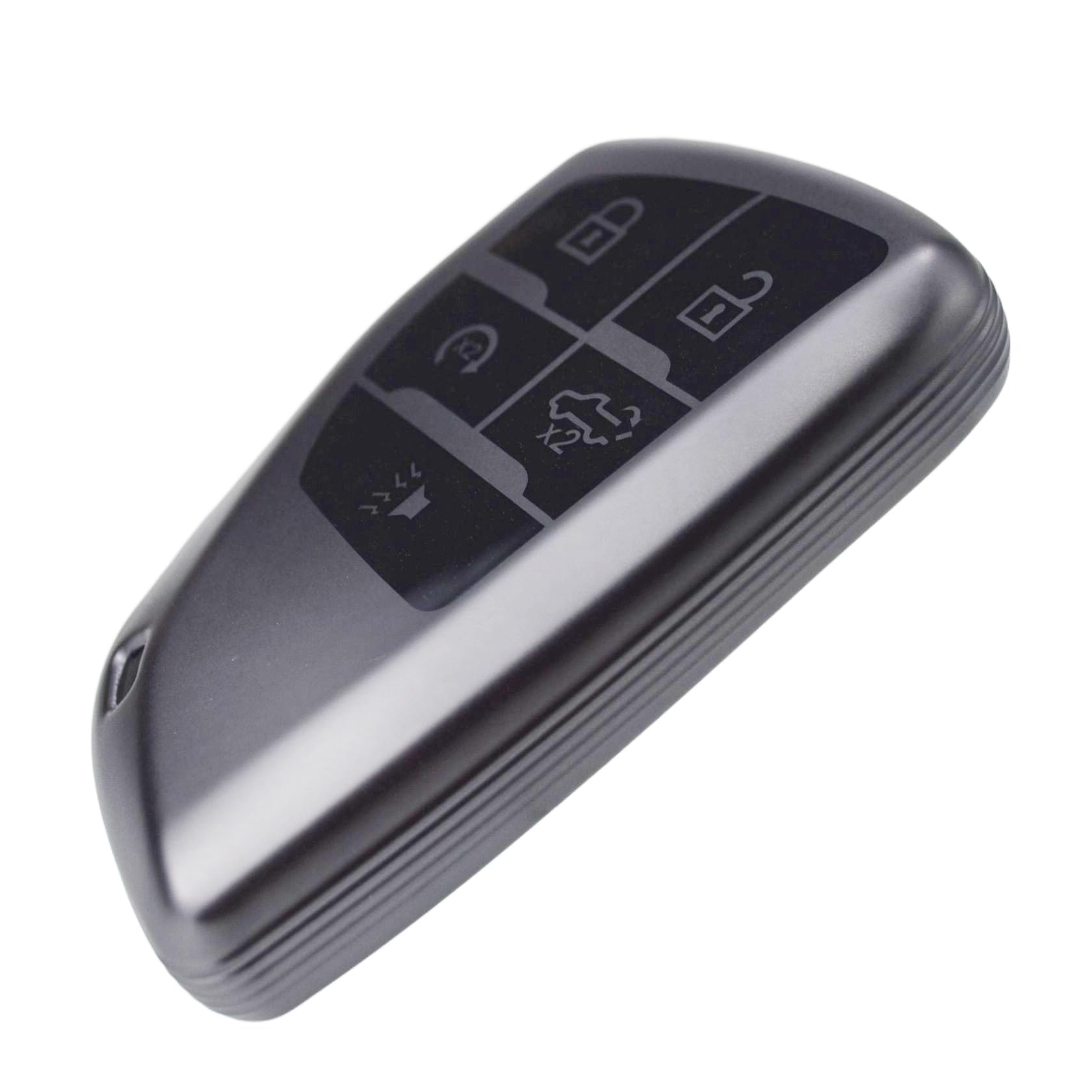 Sleek Metallic Silver Black(Titanium Color) 5 Buttons Key Fob Cover for ...