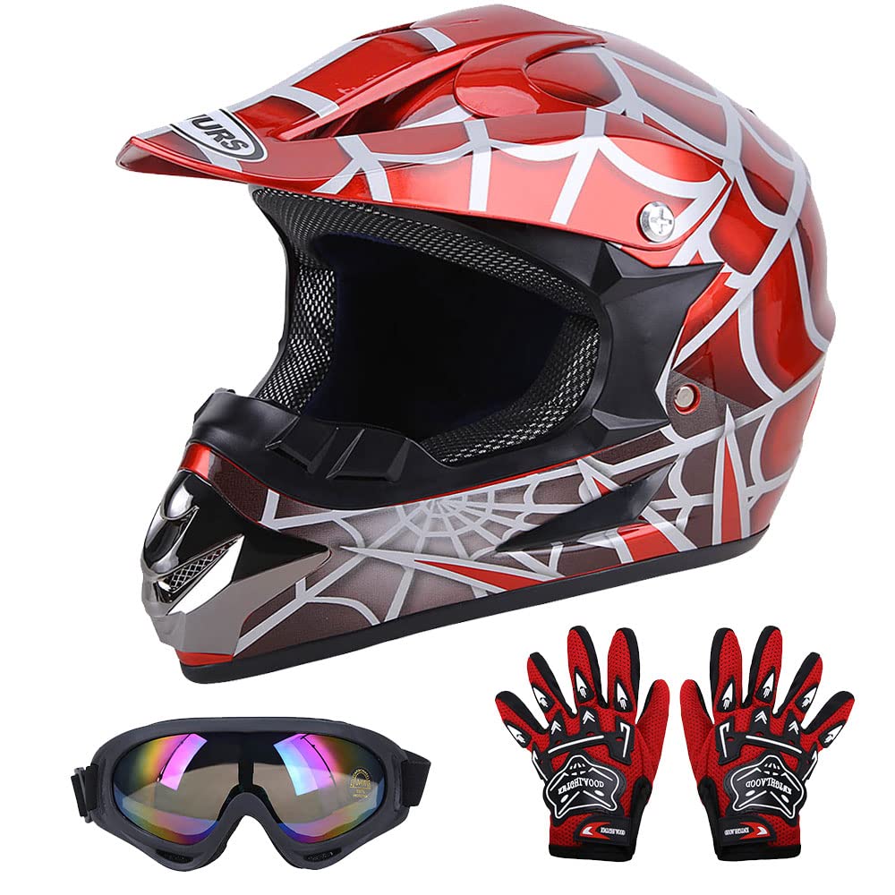 OUMURS DOT Youth Dirt Bike Helmet,Kids ATV Helmets with Gloves Goggles ...