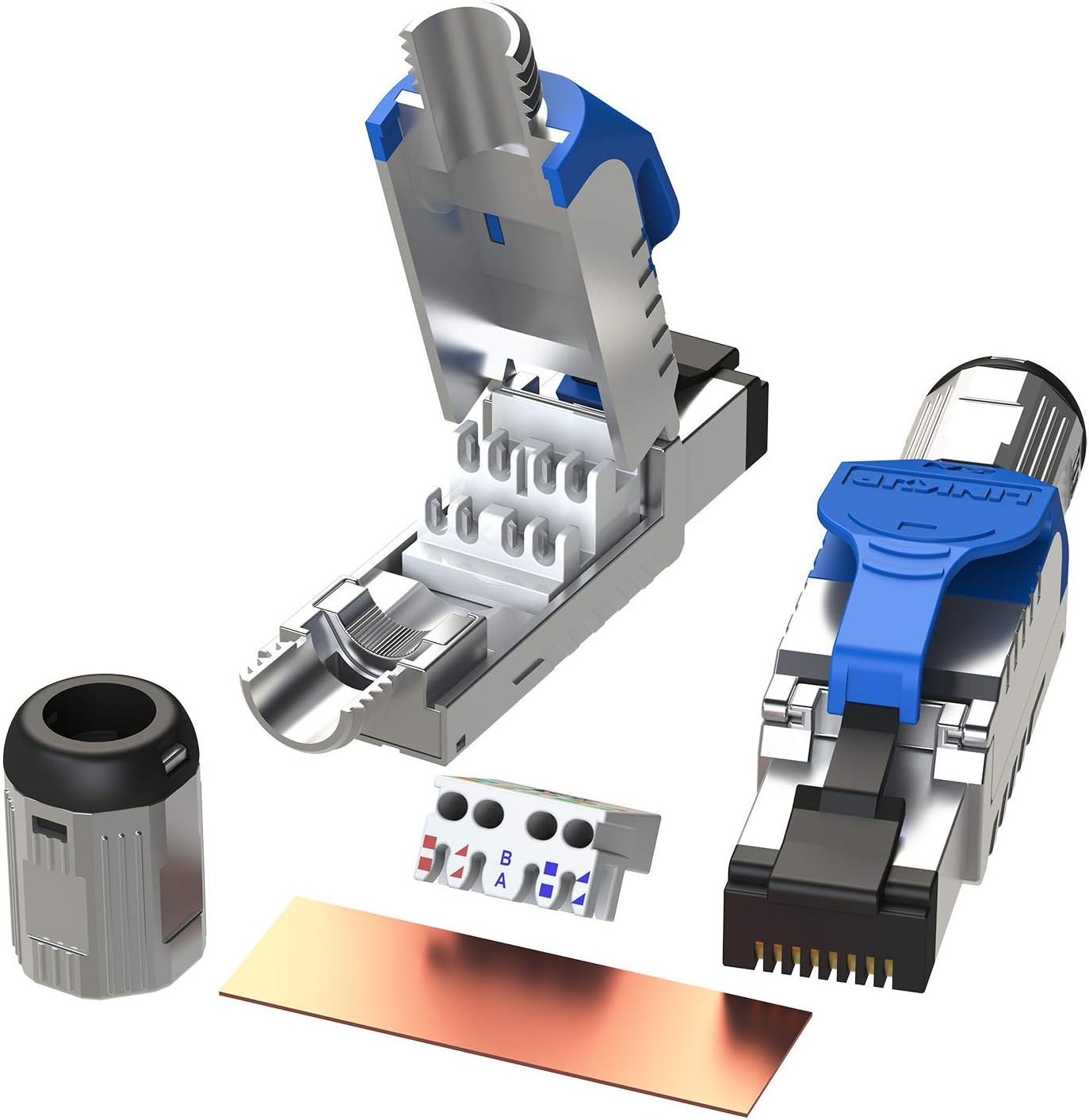 LINKUP – RJ45 Connectors Cat6A (6 Pack) Shielded Metal Die-Cast Field ...