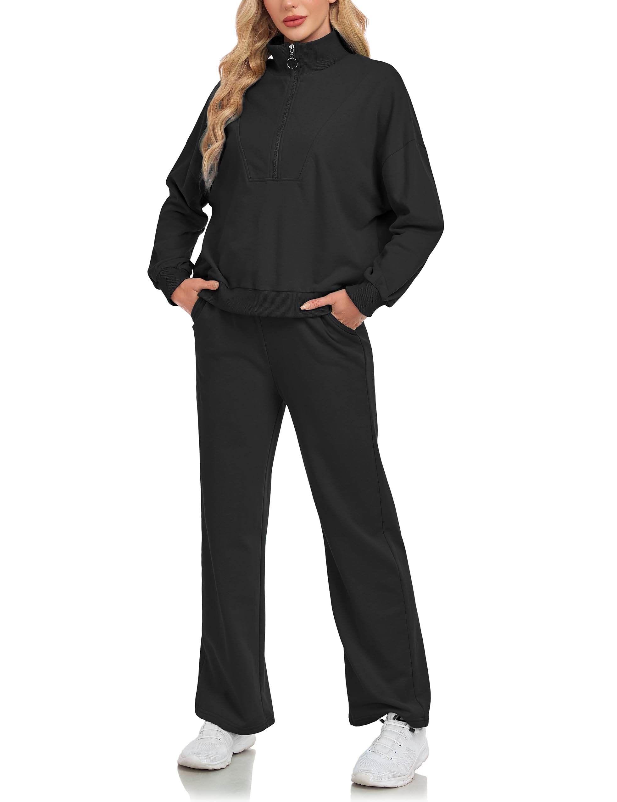 Mezyjoer Women's Two Piece Outfits Fall Sweat Suit Sets Loose Fit ...