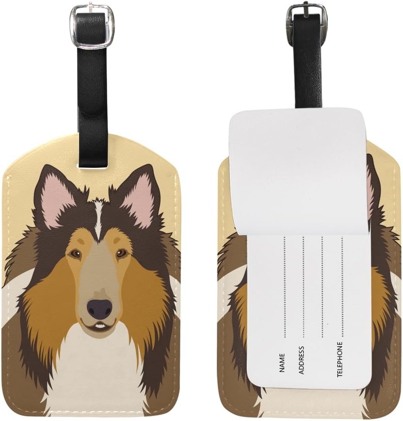 Amazon.com | My Daily Rough Collie Dog Luggage Tag PU Leather Bag Tag ...
