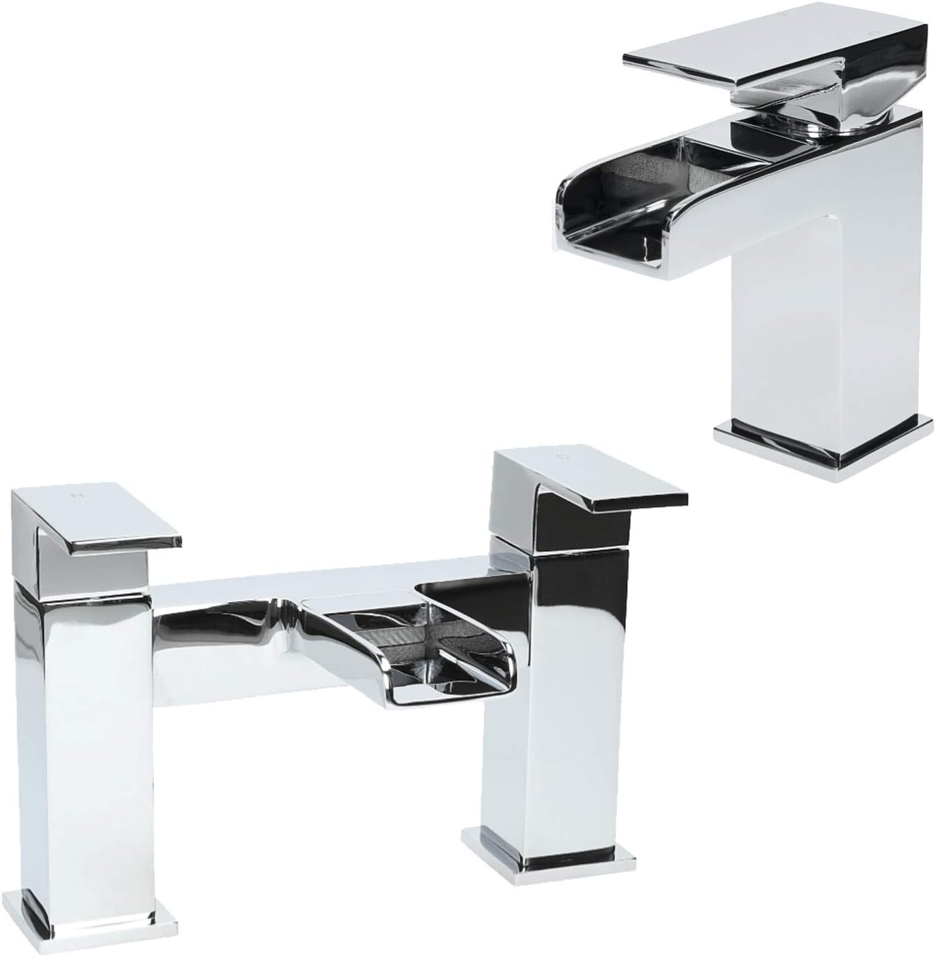Modern Bathroom Waterfall Basin Sink Mono Mixer Tap & Bath Filler Mixer ...