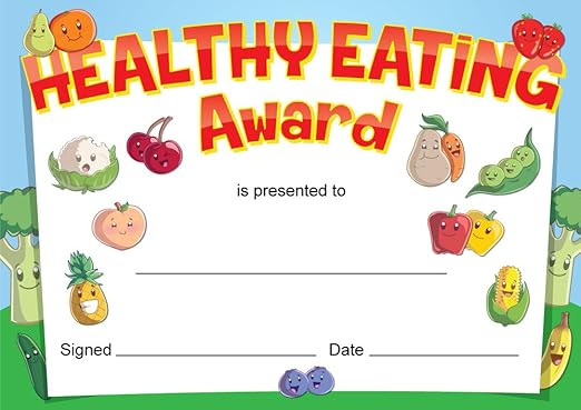 'Healthy Eating' award certificates, teachers, kids - 16 x A6 cards ...