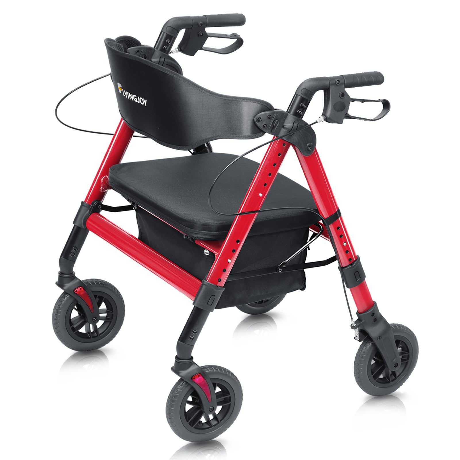 FlyingJoy Rollator Walker with Seat,450Lb Rolling Walker, Extra-Wide ...