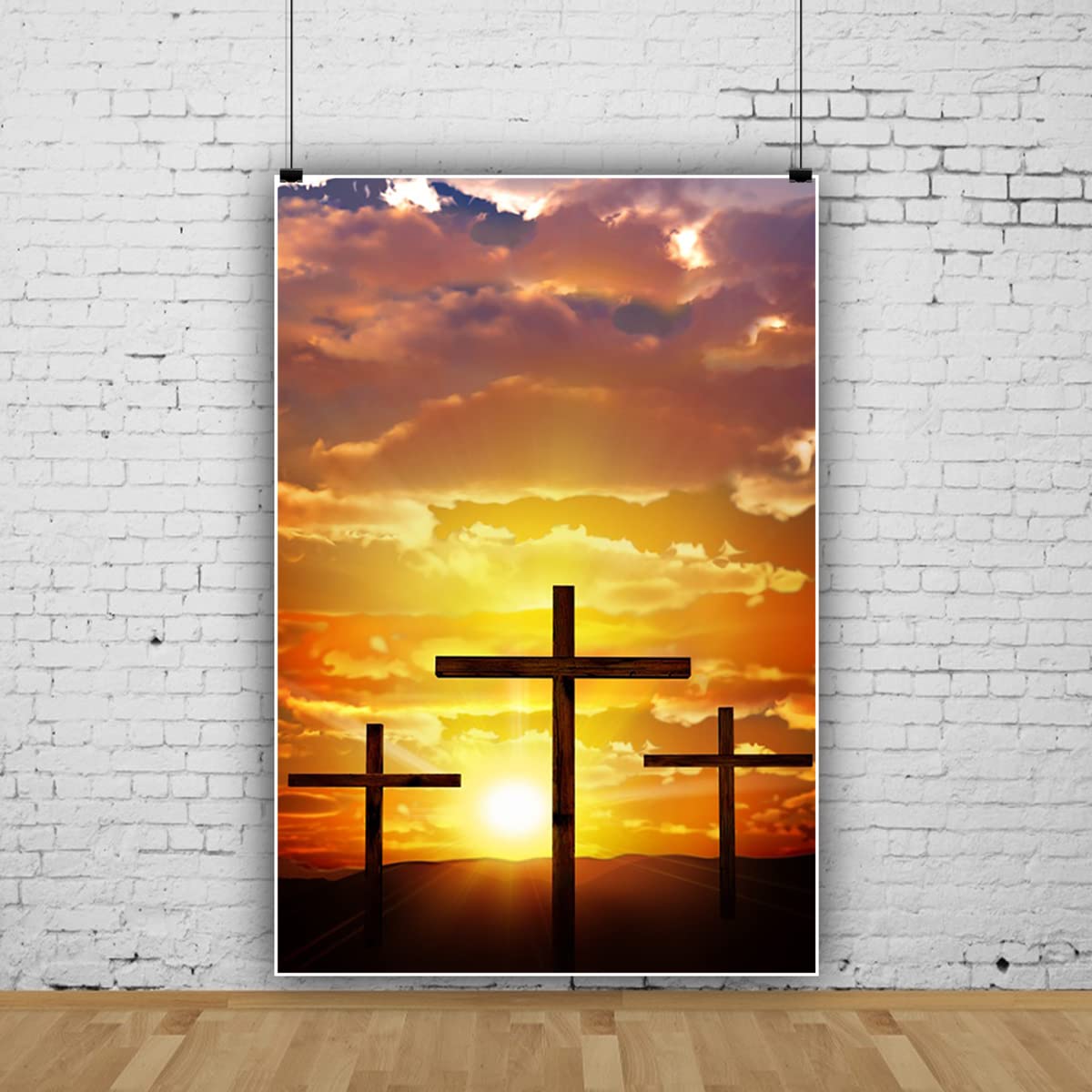 5x7ft Resurrection of Jesus Cross Backdrop Jesus Christ Sunset ...