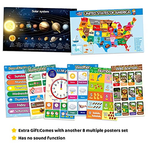 RenFox 102 Words Interactive Alphabet Wall Chart, Early Learning Toys ...
