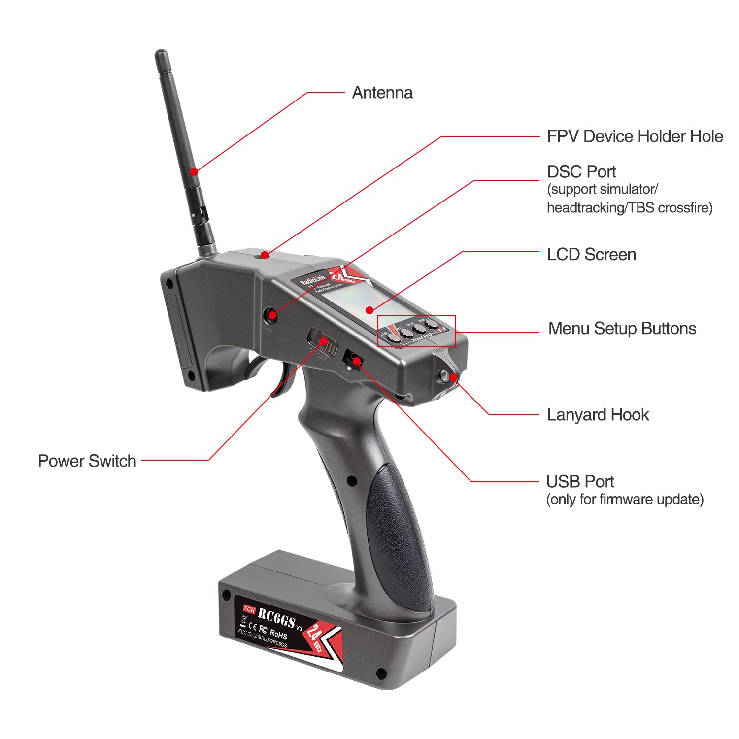 Mua Radiolink RC6GS V3 7 Channels RC Transmitter and R7FG&R4FGM Gyro ...