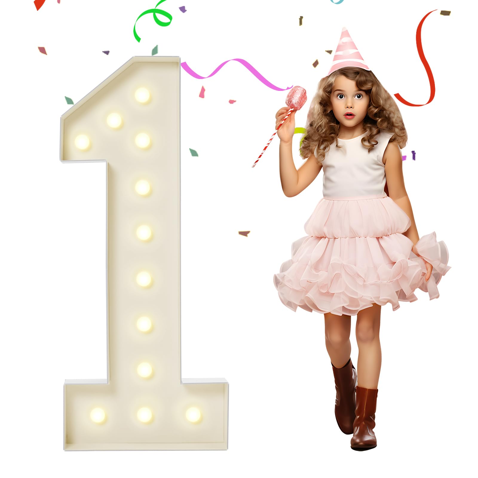 eufony 4FT Marquee Numbers, Large Light Up Numbers 1 for 1st 15th 16th ...