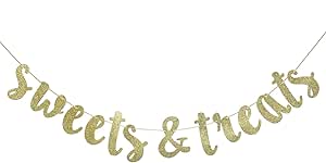Amazon.com: Sweets & Treats Gold Glitter Bunting Banner , Engagement ...