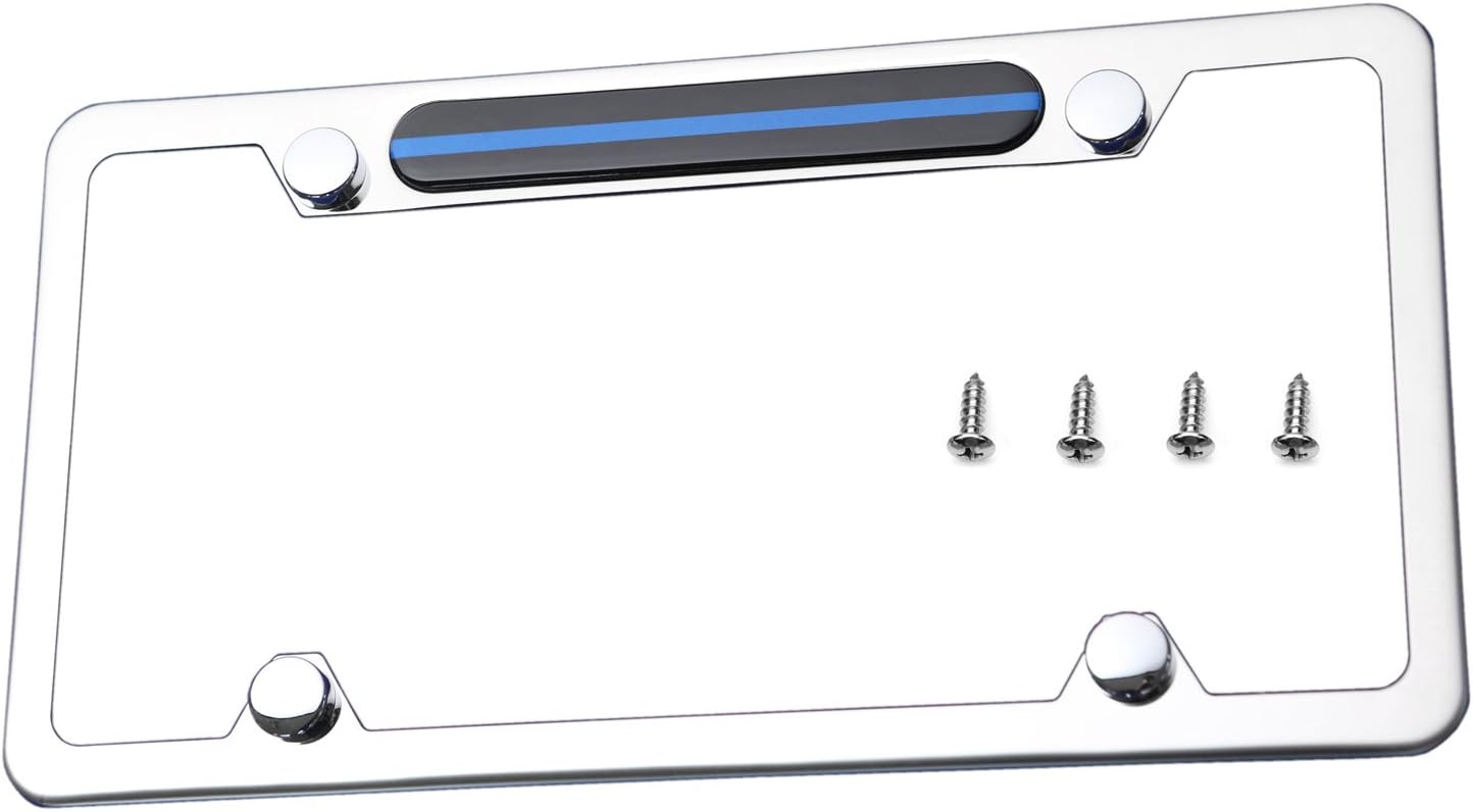 Amazon.com: LFPartS Stainless Steel Polished Mirror License Plate Frame ...