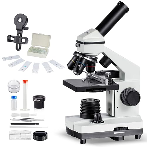 MAXLAPTER Microscope Kit for Kids 8-12 with Prepared Slides, 100-1000X ...
