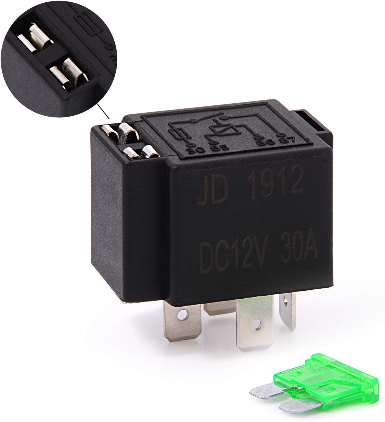 Ehdis® Fused Relay On/Off 12V 30A Automotive 4-Pin Fuse Mounting Base ...