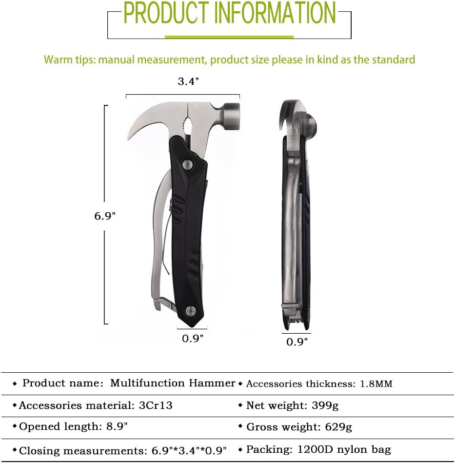 Portable Multifunctional Hammer Multitool with Nail Puller Multipurpose ...