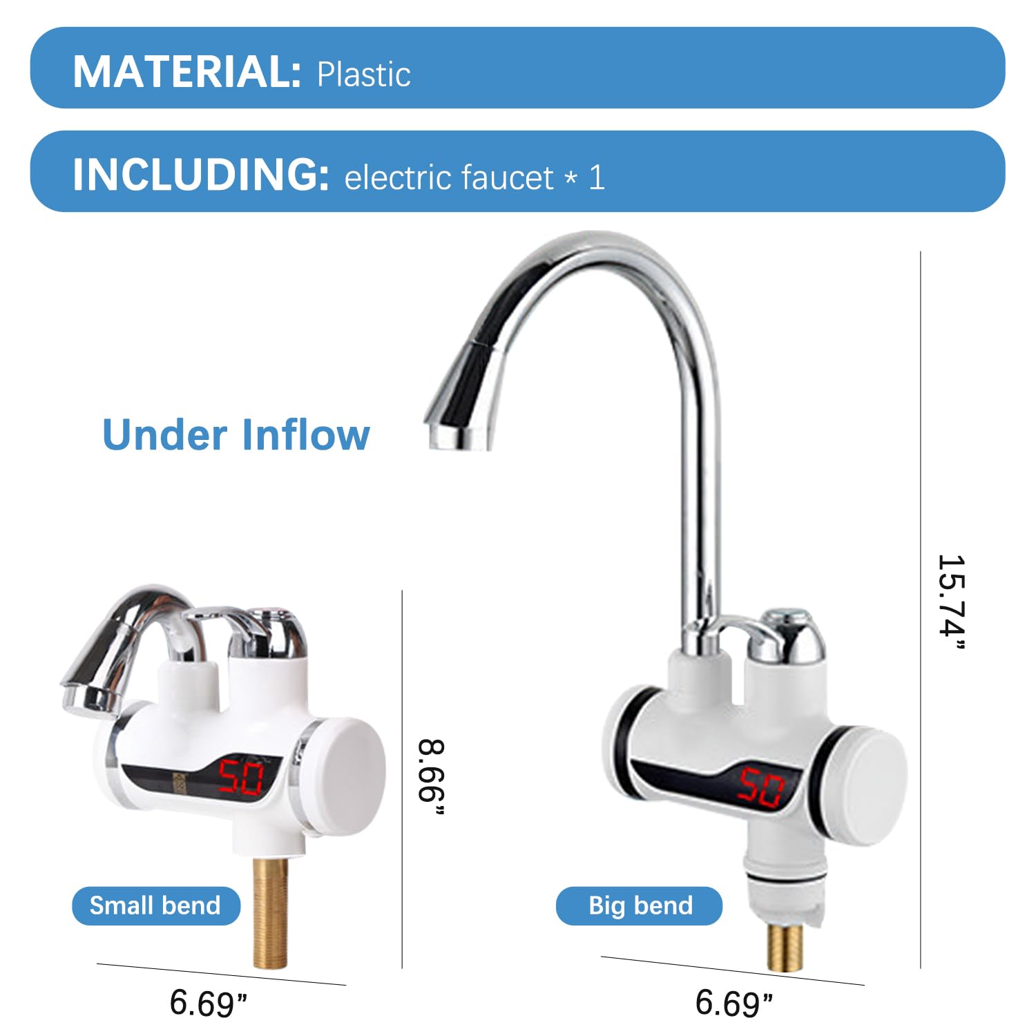 EHERDM 110V Instant Tankless Electric Water Heater Faucet 360° Rotating Hot Water Faucet With ...