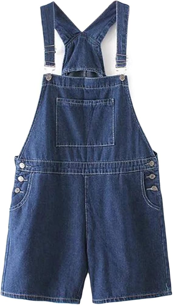 Yeokou overol corto de mezclilla con tirantes ajustables para mujer ...