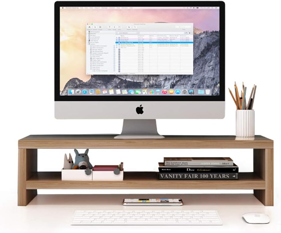Monitor Stand Riser Wood Color Computer Screen Monitor Stand Desk ...