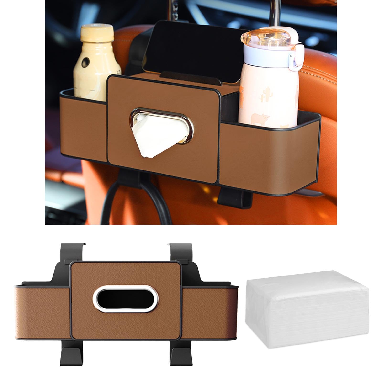 toresper Car Back Seat Organizer with Cup Holder, Car Seat Back Tissue ...