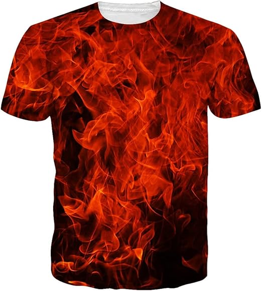 Newhomestyle Red Flame Printed Short Sleeve T-Shirts Top Tees for Men ...